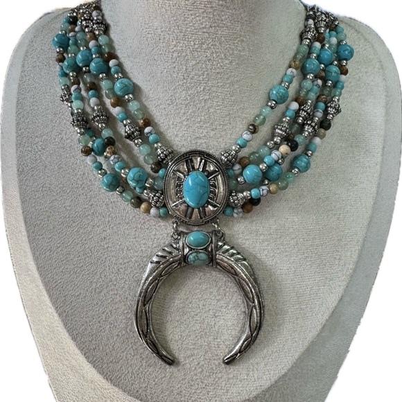 Shyanne | Jewelry | Shyanne Blue And Silver Squash Blossom Necklace ...